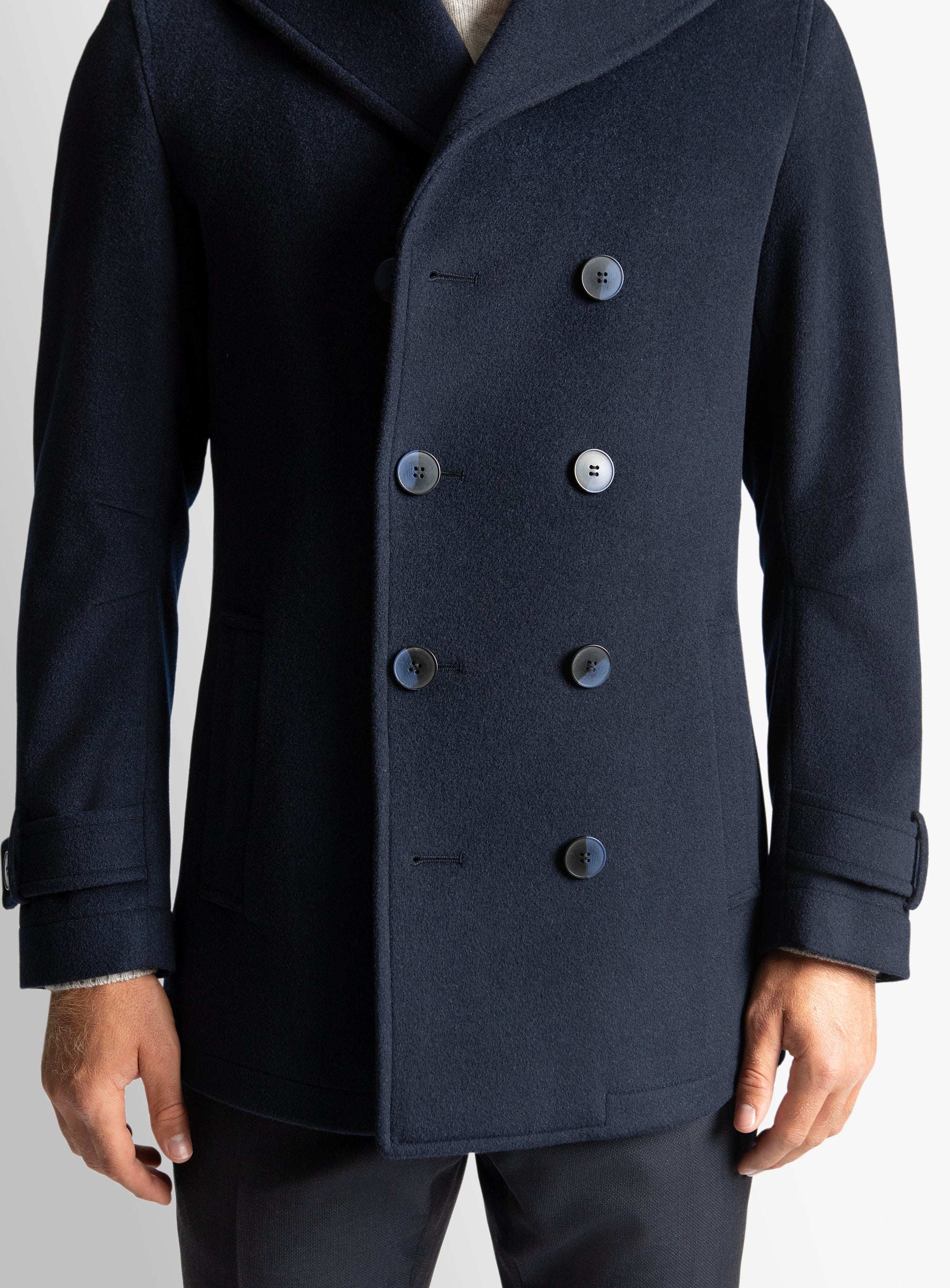 Bridge Navy Wool/Cashmere Peacoat - Peter Jackson